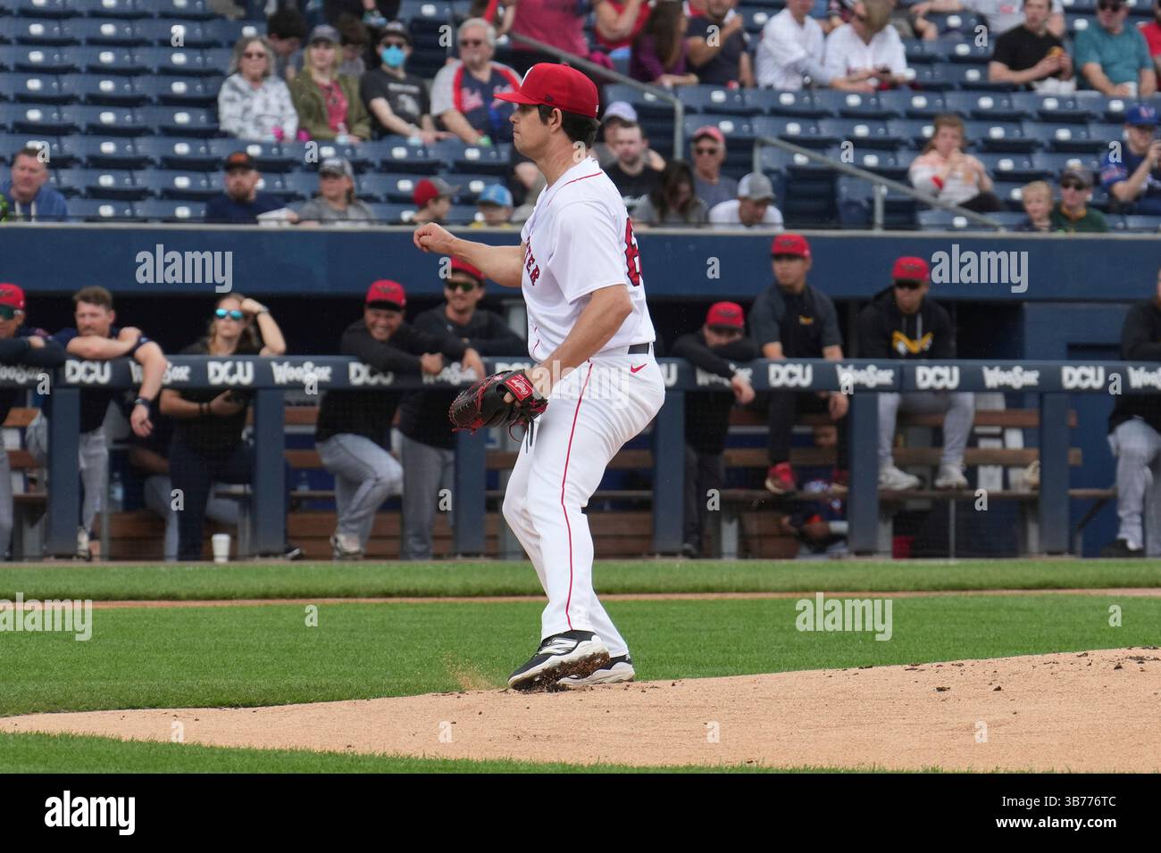MAY 4 2025: Worcester pitcher Robert Stock (62) throws a pitch during ...