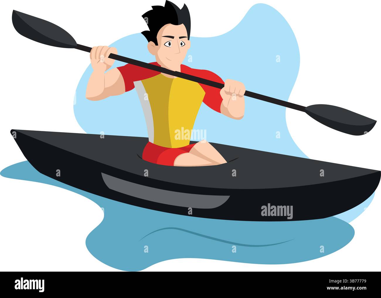 Kayaker paddling in water. Vector illustration Stock Vector Image & Art ...