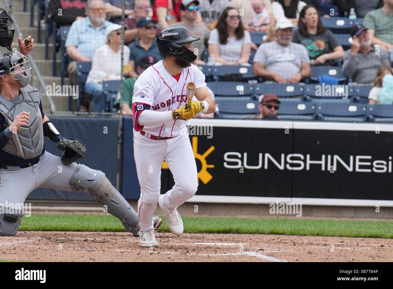 Salt Lake UT, USA. 4th May, 2025. Worcester center fielder Corey Roster ...