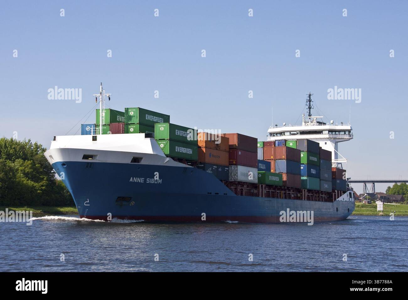 Container ship on the Kiel Canal Stock Photo - Alamy