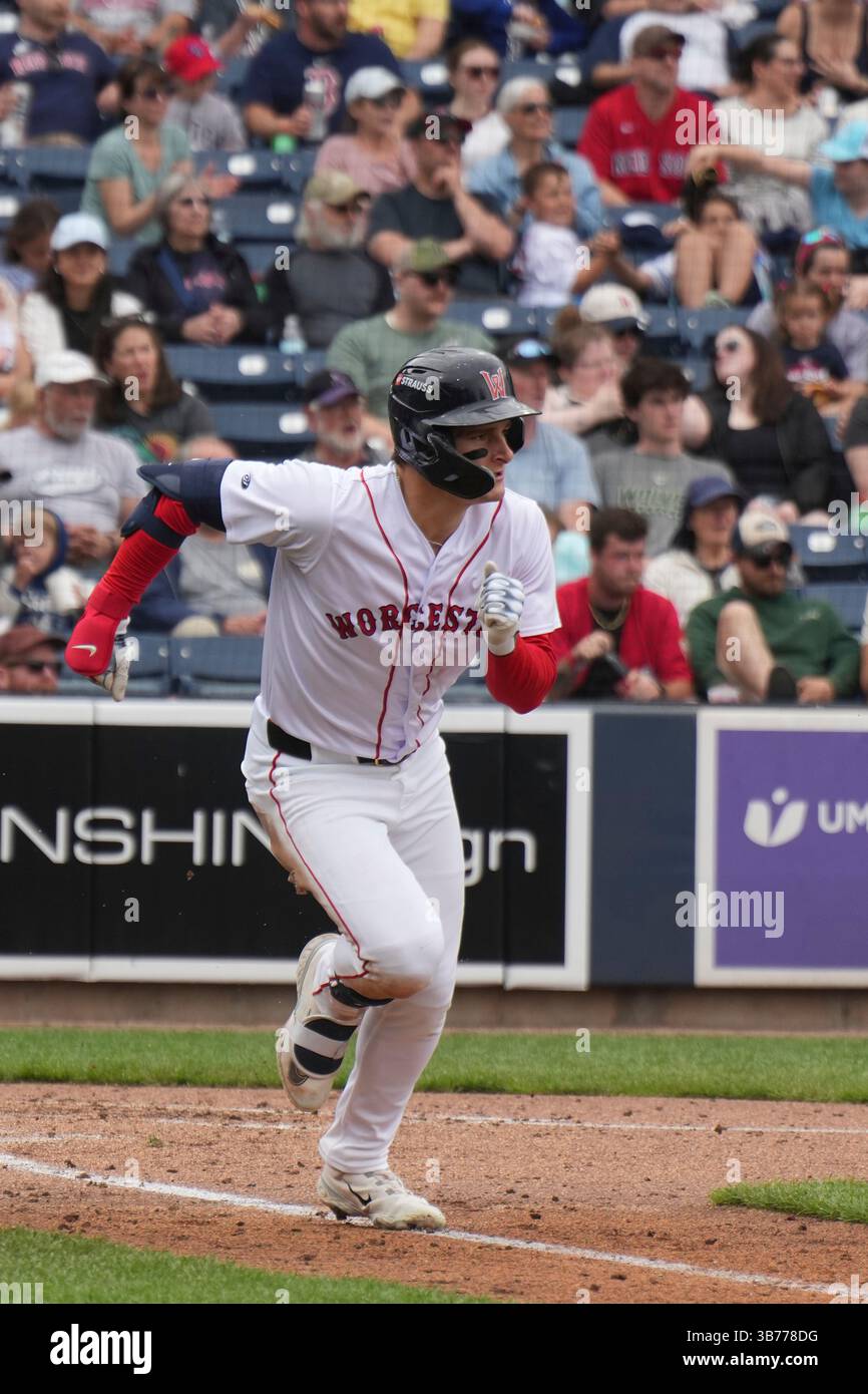 Salt Lake UT, USA. 4th May, 2025. Worcester left fielder Roman Anthony ...
