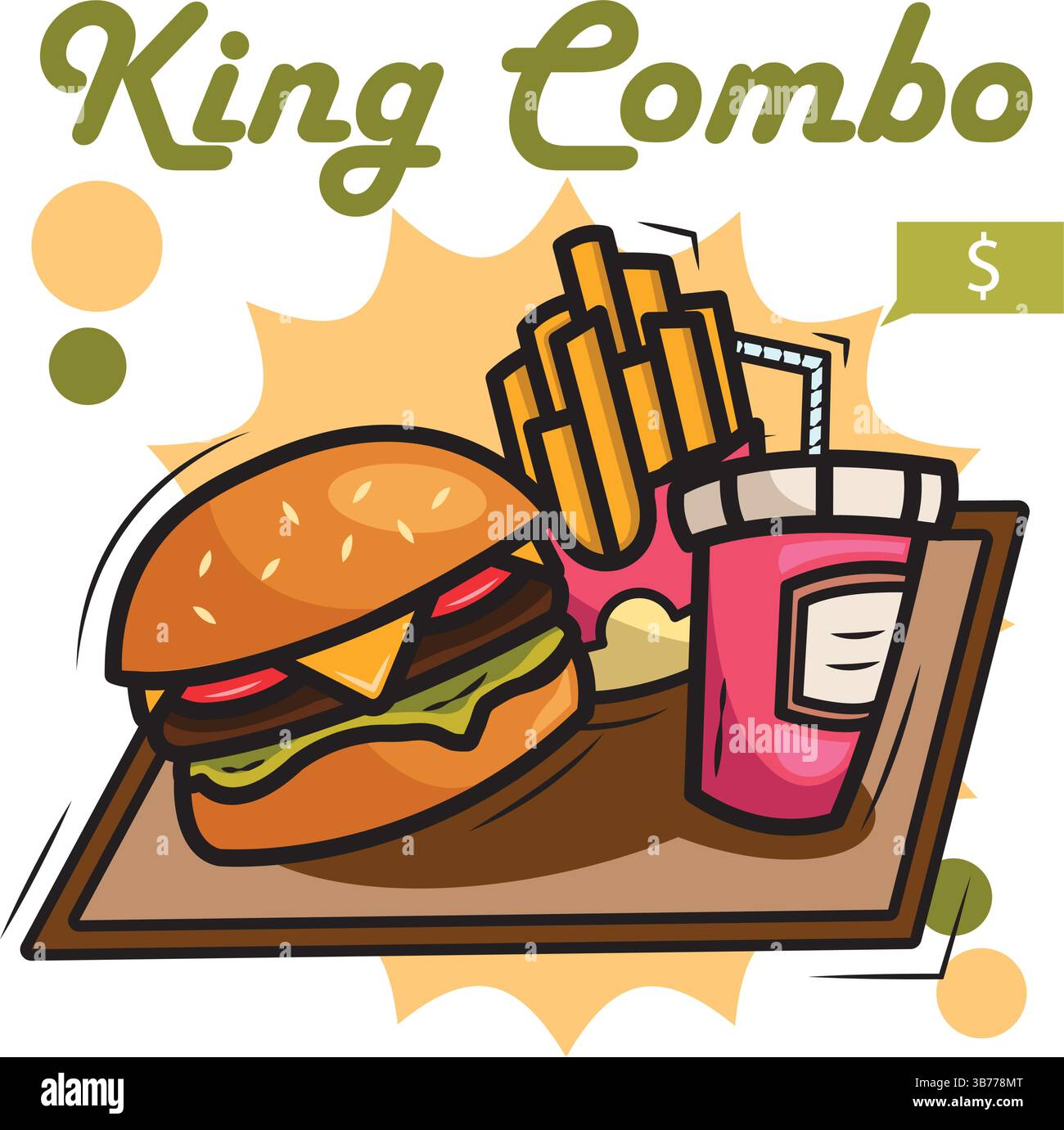 Big combo burger meal. Vector illustration Stock Vector Image & Art - Alamy