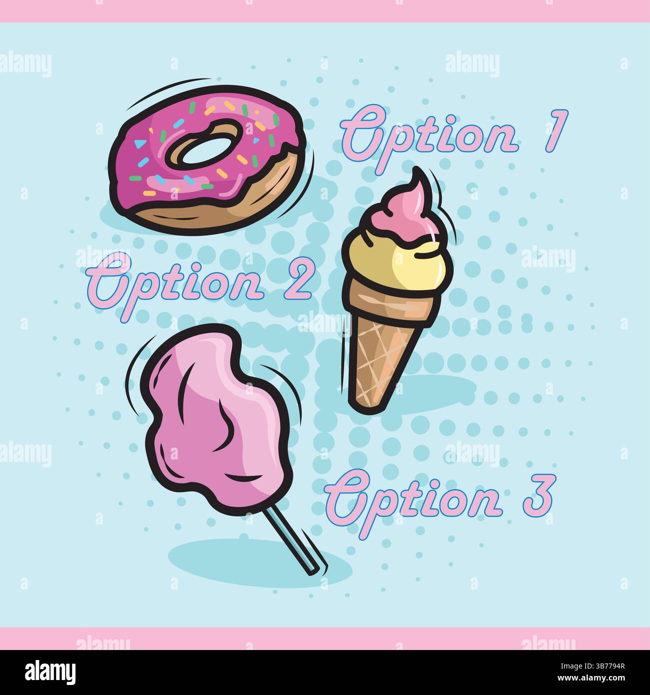 Dessert trio cartoon style. Vector illustration Stock Vector Image ...