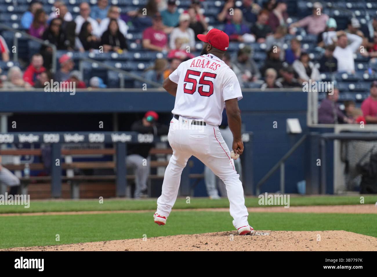 Salt Lake UT, USA. 4th May, 2025. Worcester pitcher Jose Adames (55 ...