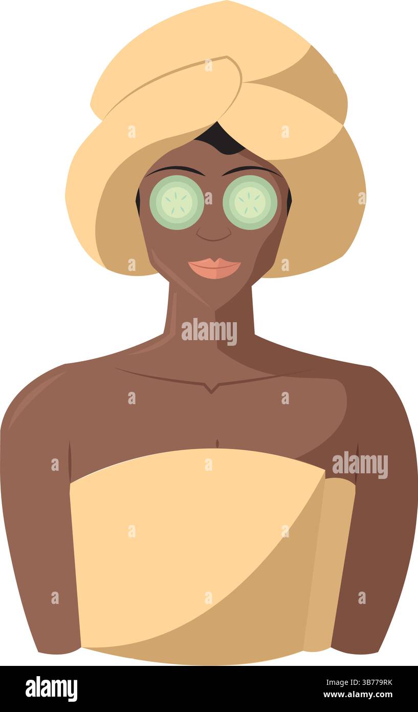 Spa client with cucumber mask. Vector illustration Stock Vector Image ...
