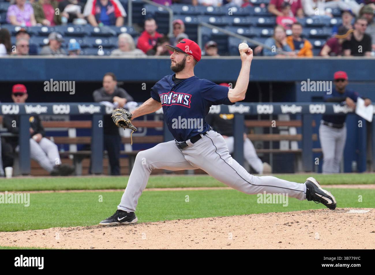 Salt Lake UT, USA. 4th May, 2025. Toledo pitcher P.J.Poulin (18) throws ...