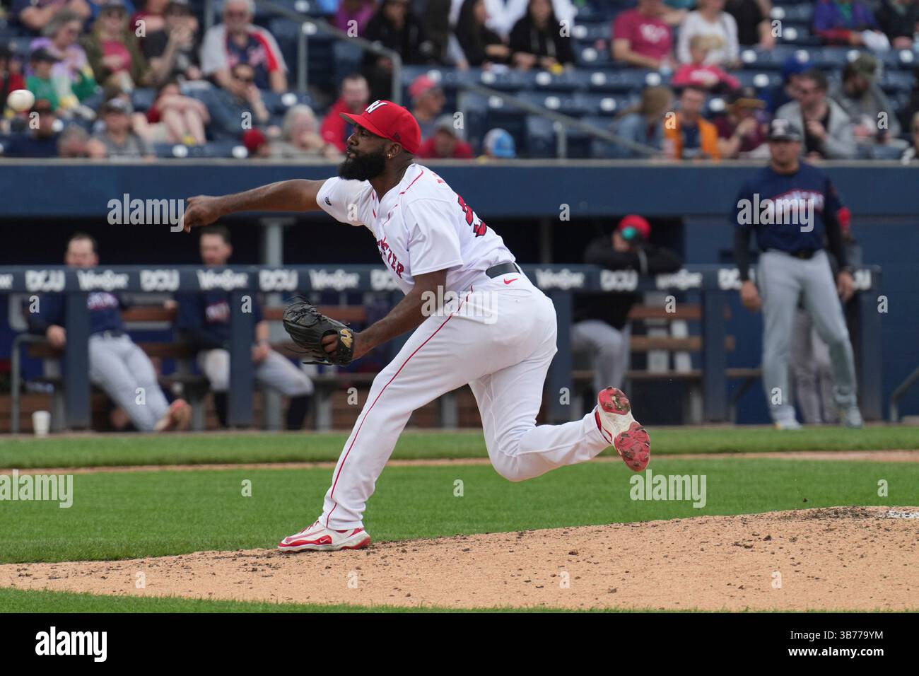Salt Lake UT, USA. 4th May, 2025. Worcester pitcher Jose Adames (55 ...