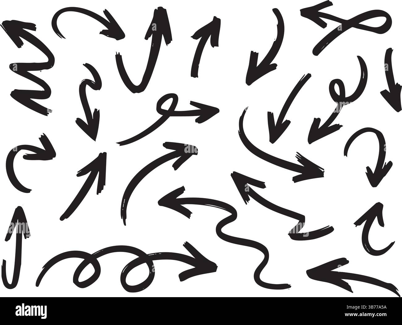 Set of black hand-drawn arrows – doodle style vector illustration ...