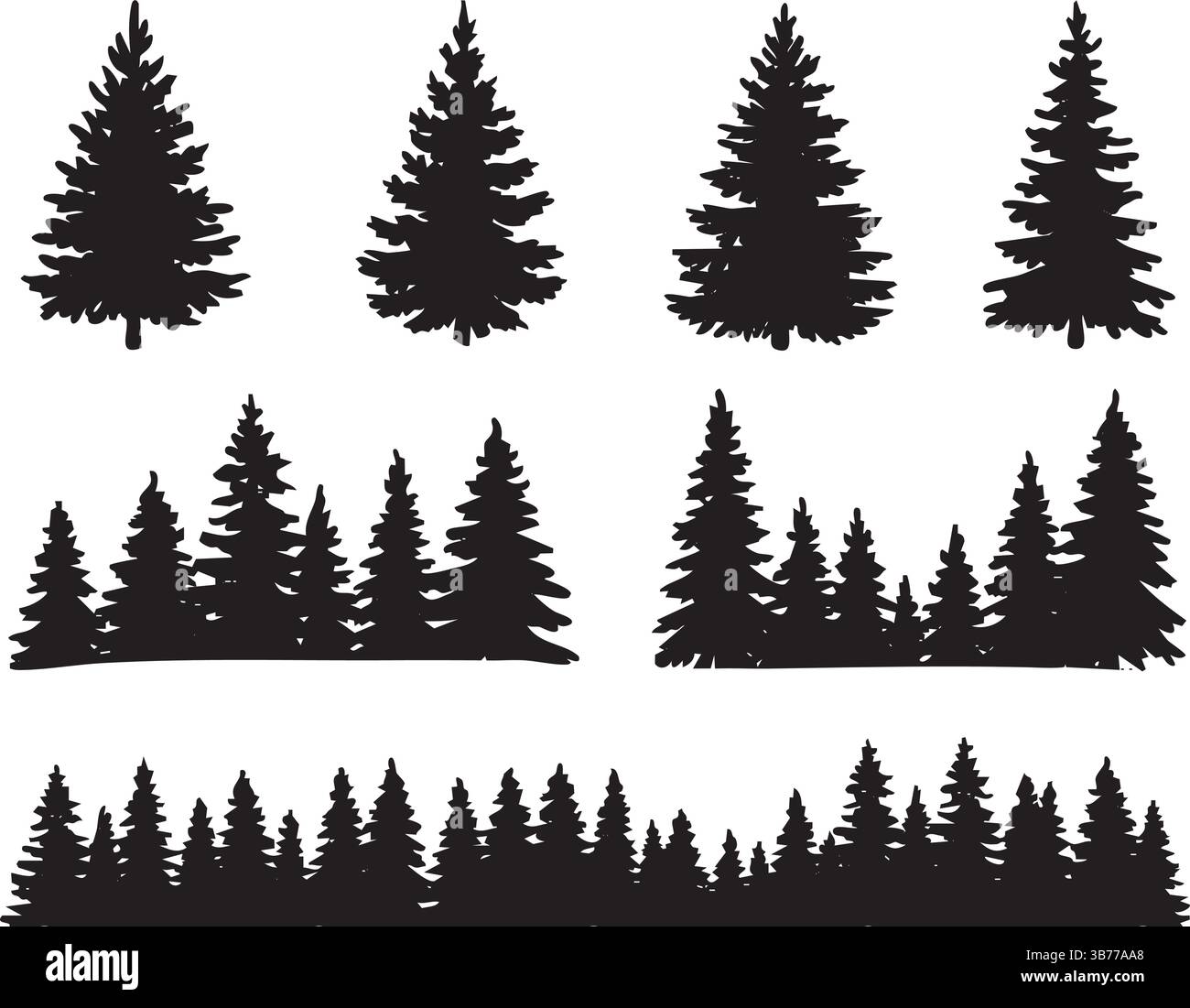 Row of trees cutout Black and White Stock Photos & Images - Alamy