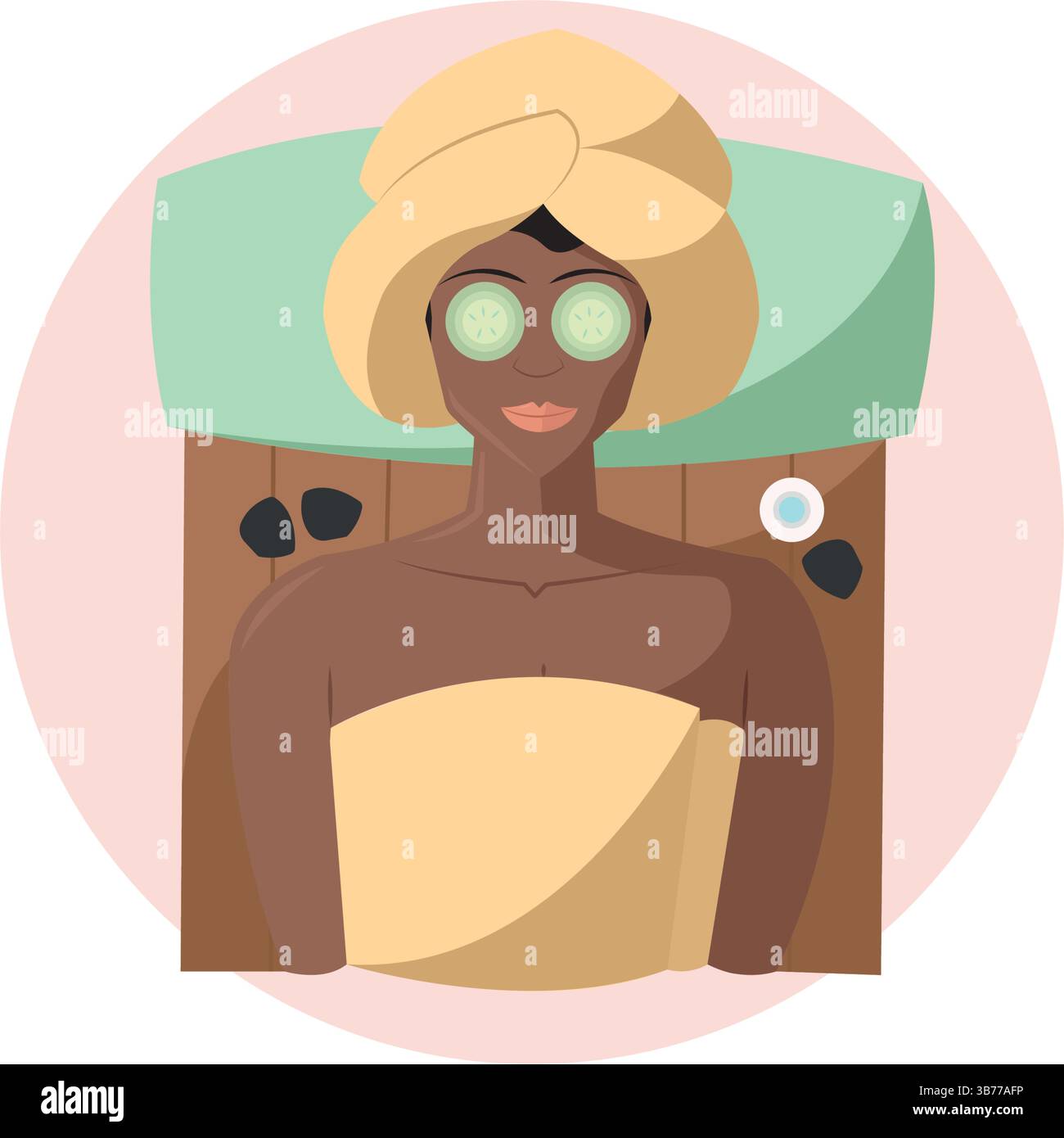 Spa client with cucumber mask. Vector illustration Stock Vector Image ...