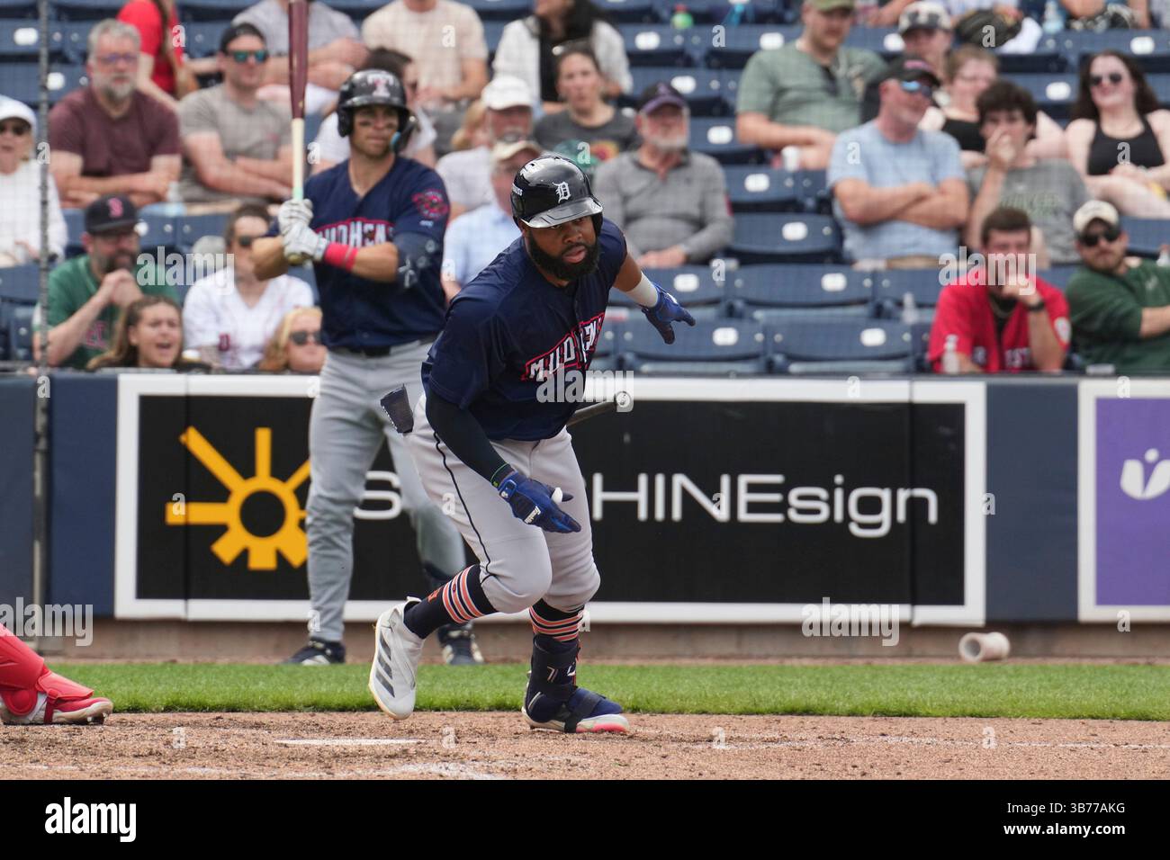 Salt Lake UT, USA. 4th May, 2025. Toledo right fielder Manuel Margot (5 ...