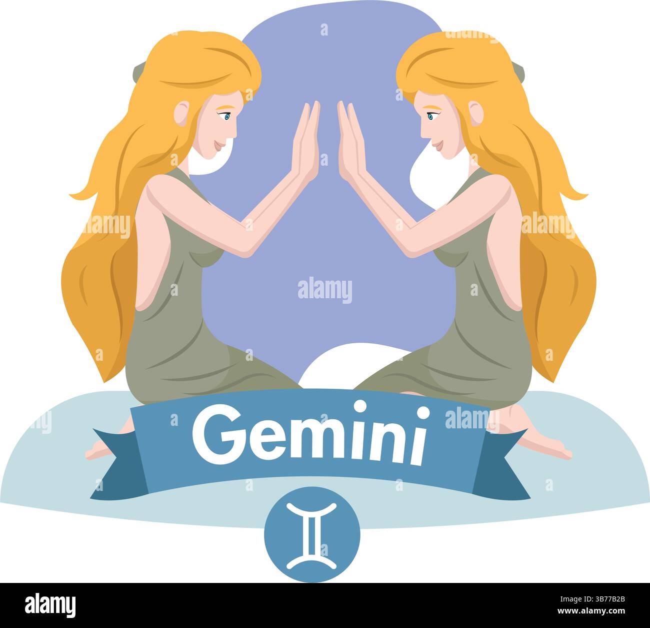 Gemini twin women pose. Vector illustration Stock Vector Image & Art ...