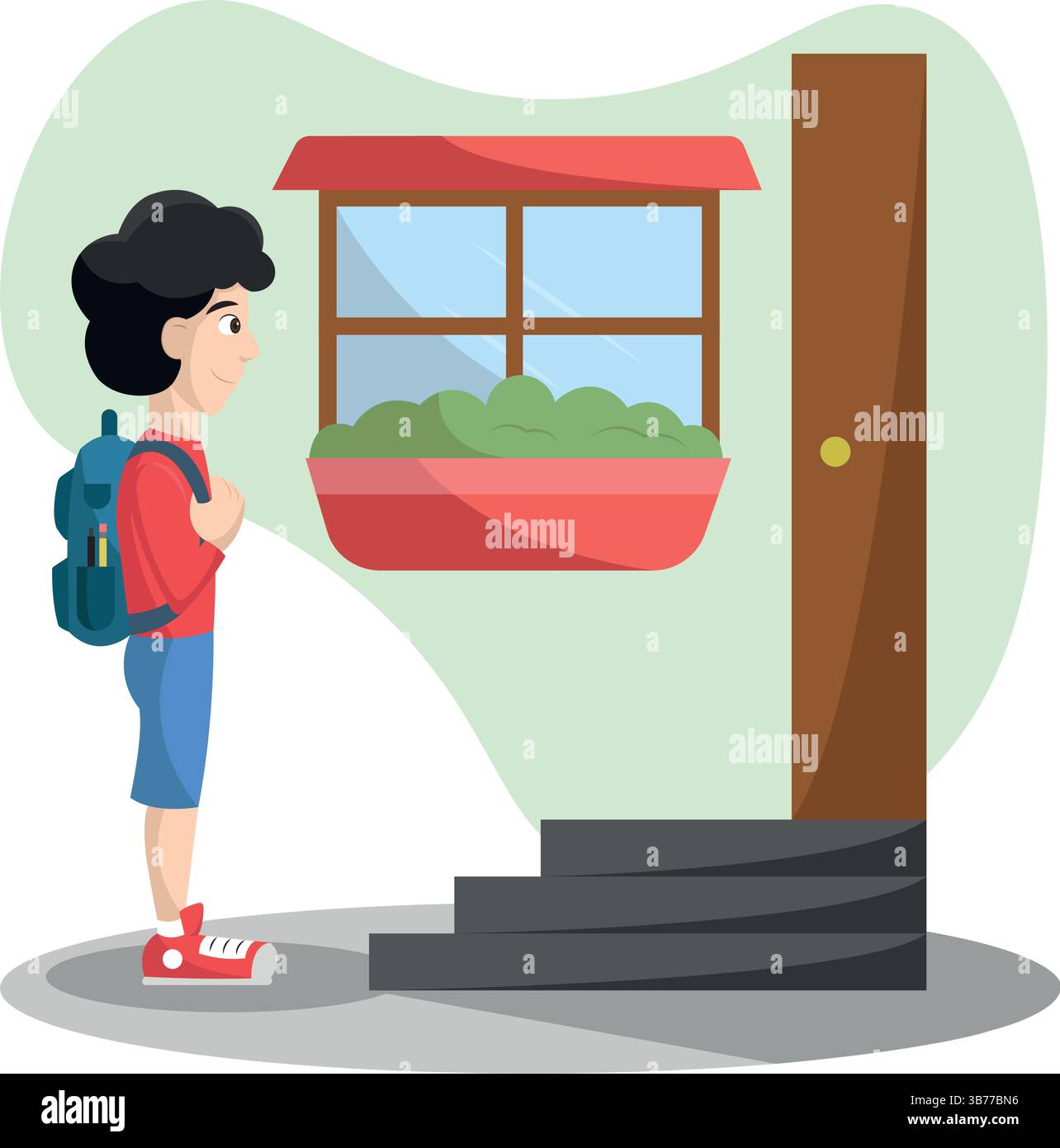 Student outside home door. Vector illustration Stock Vector Image & Art ...