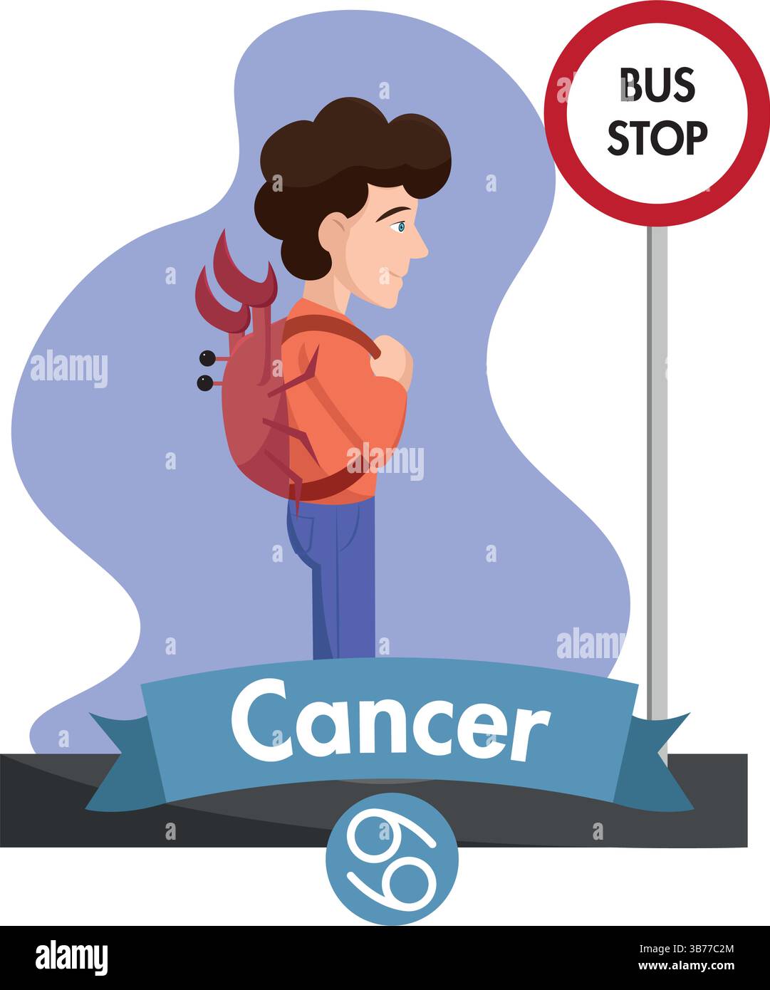 Cancer boy with crab bag. Vector illustration Stock Vector Image & Art ...