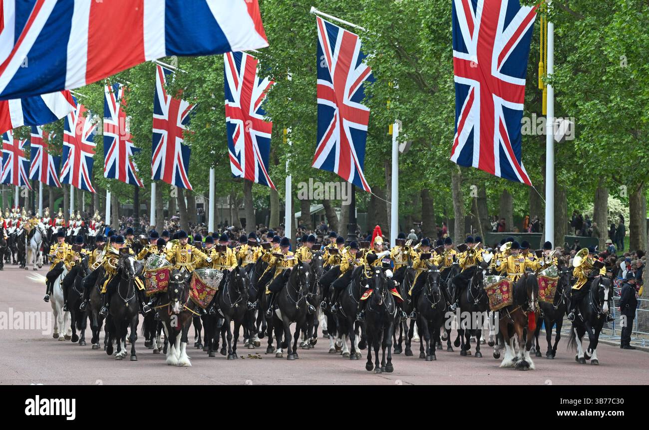 London, UK. 05th May, 2025. The Mounted Band of the Household Cavalry ...