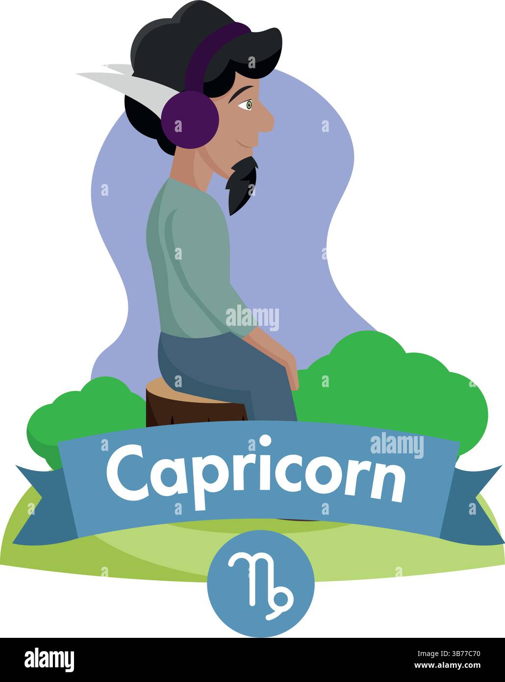 Capricorn man sitting calm. Vector illustration Stock Vector Image ...