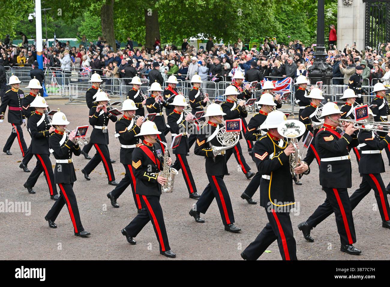 London, UK. 05th May, 2025. The Band of HM Royal Marines during the ...