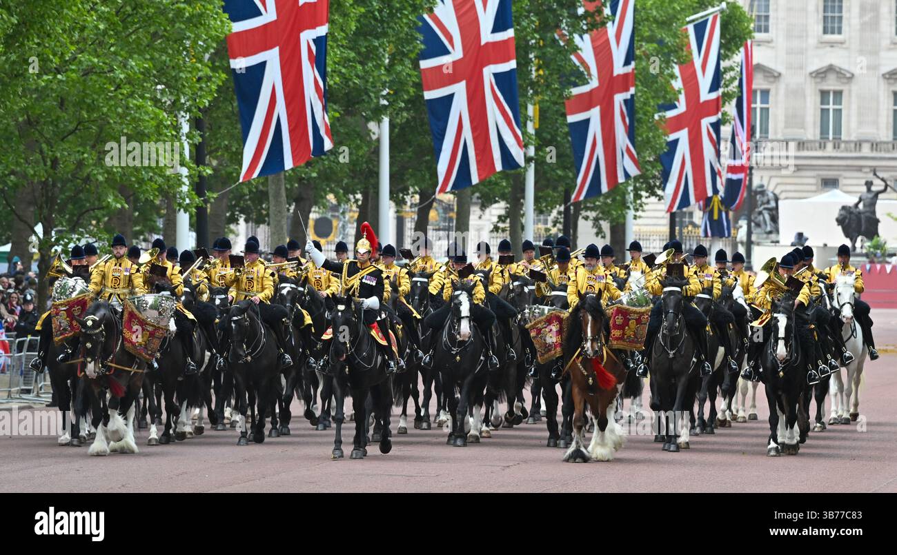 London, UK. 05th May, 2025. The Mounted Band of the Household Cavalry ...