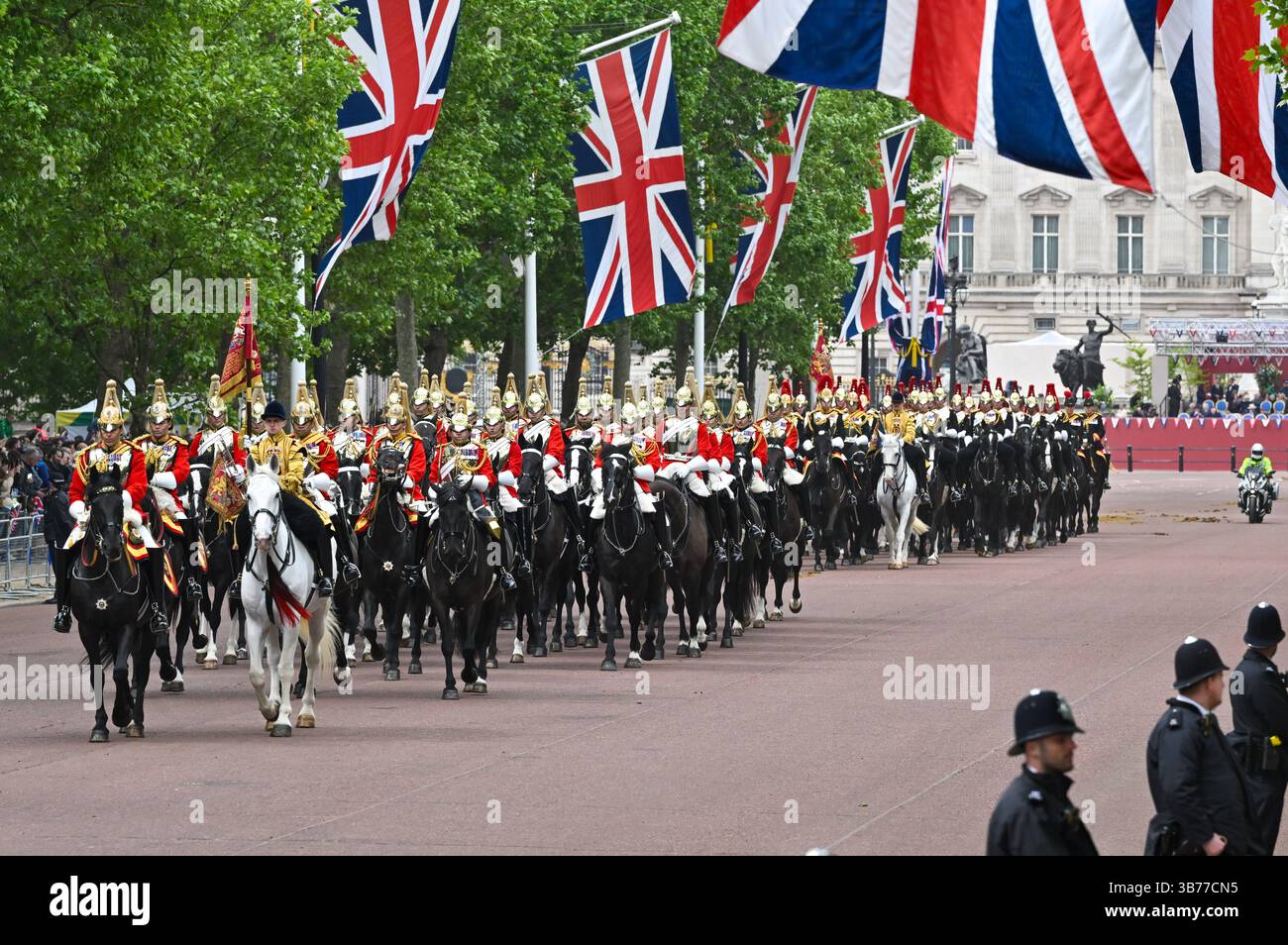 London, UK. 05th May, 2025. The Life Guards during the VE80 ...