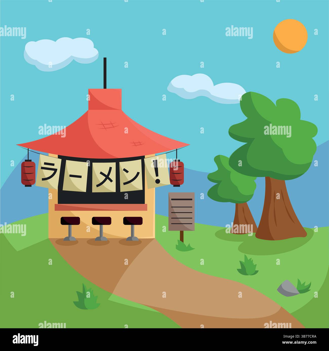 Japanese ramen shop view. Vector illustration Stock Vector Image & Art ...