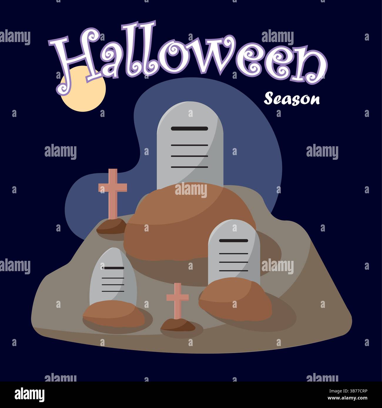 Graveyard with tombstones. Vector illustration Stock Vector Image & Art ...