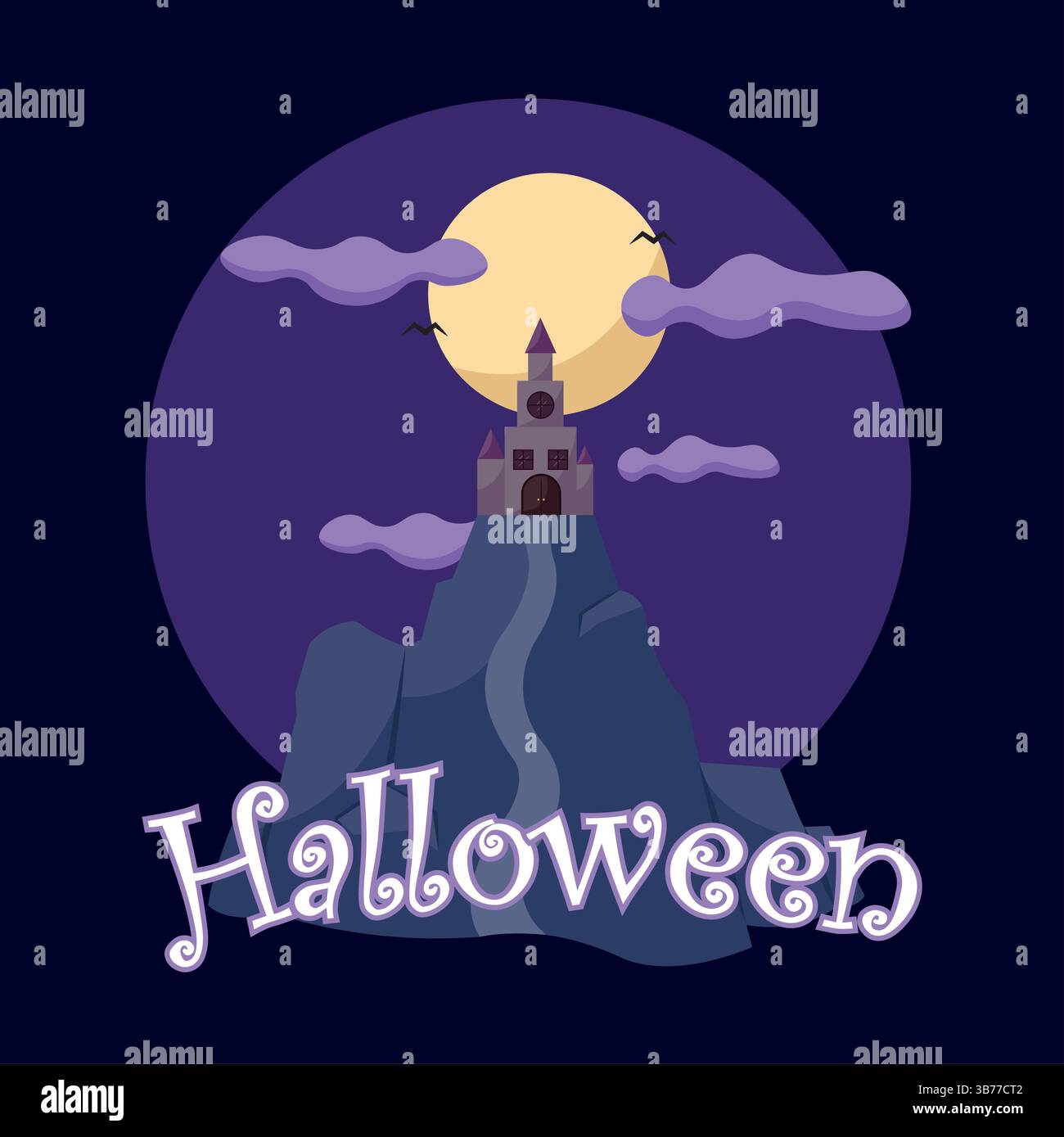 Haunted castle on hilltop. Vector illustration Stock Vector Image & Art ...