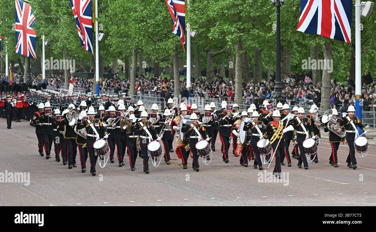 London, UK. 05th May, 2025. The Band of HM Royal Marines during the ...