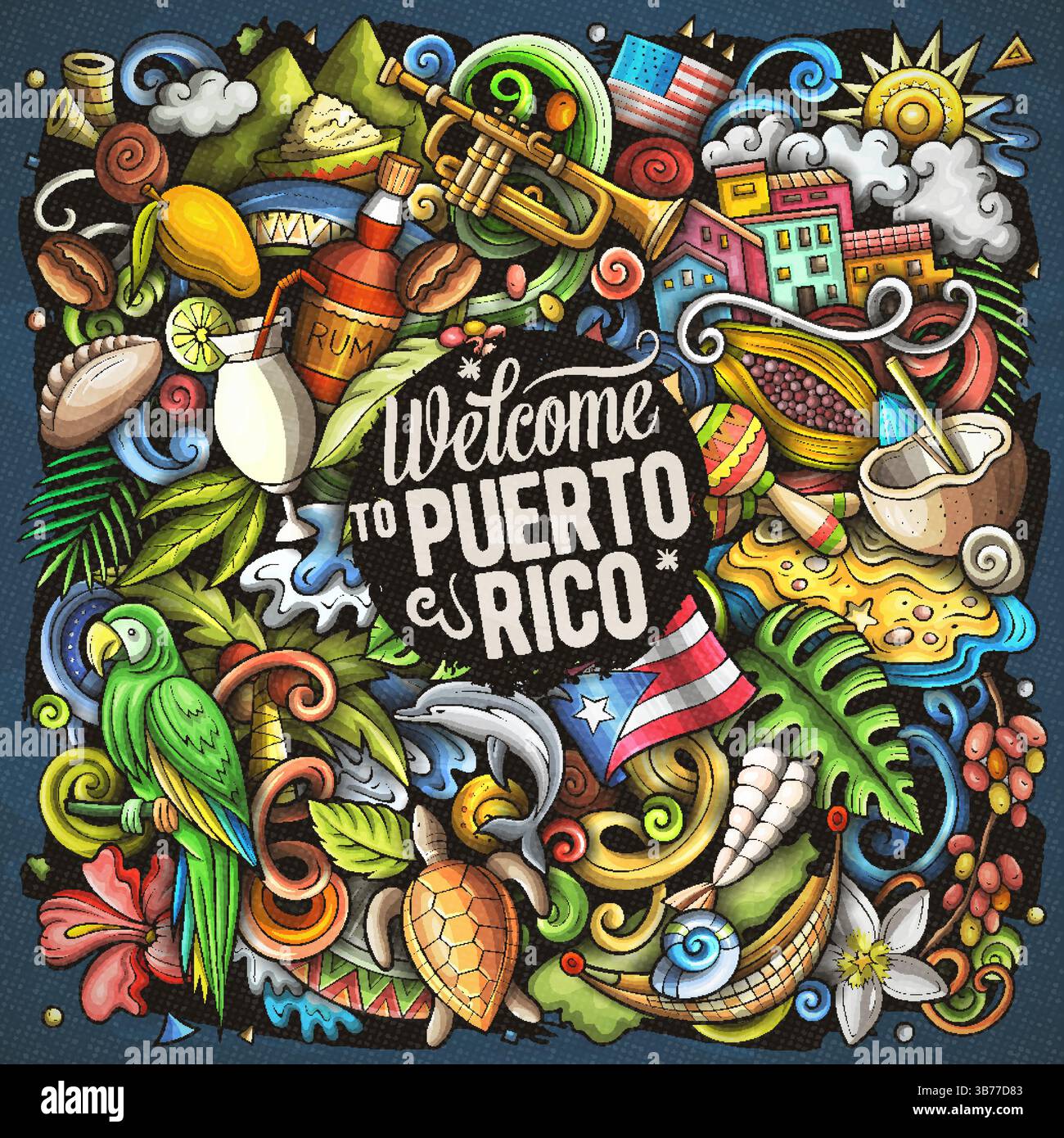 Puerto Rico cartoon doodle illustration Stock Vector Image & Art - Alamy