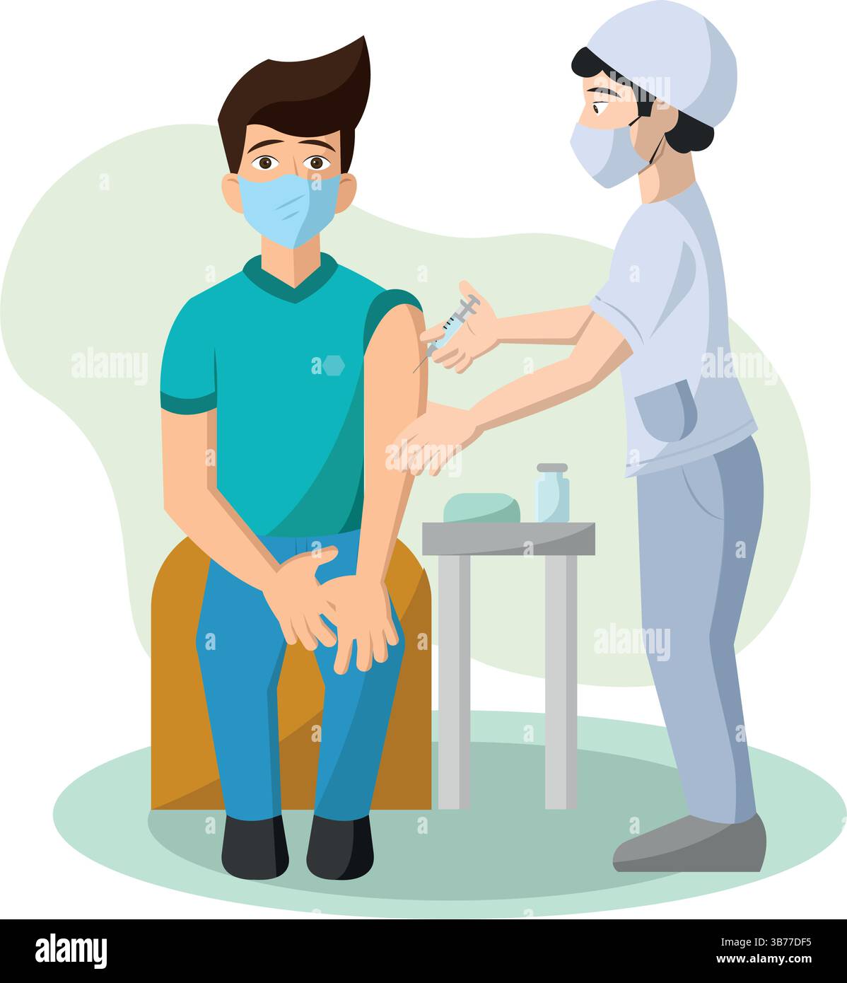 Man receiving vaccine shot. Vector illustration Stock Vector Image ...