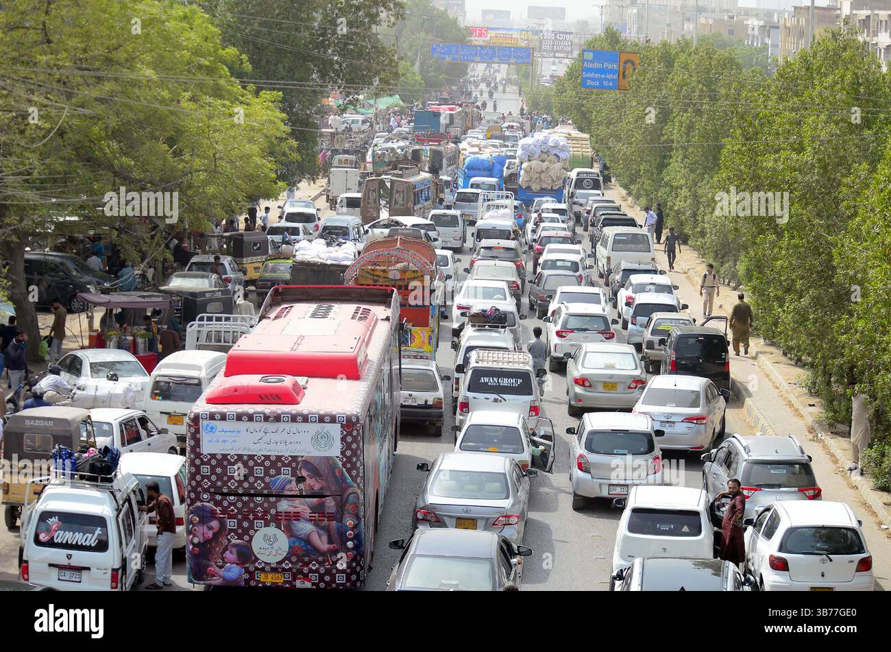 A large numbers of vehicles stuck in traffic jam during protest ...