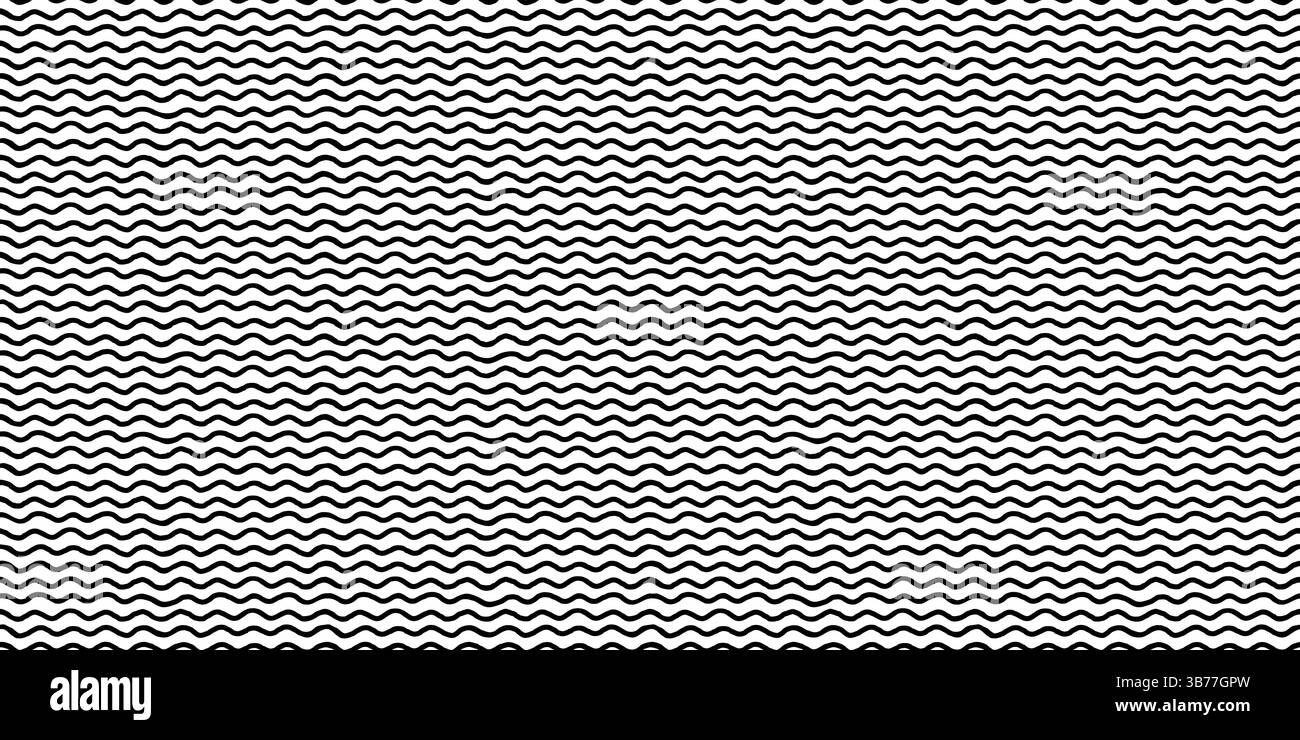 Horizontal seamless pattern with black wavy lines on a white background ...