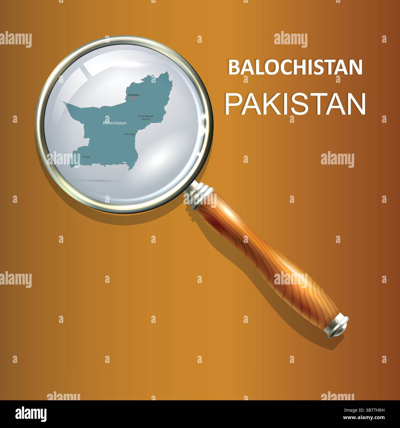 Balochistan Magnifier with a map of an abstract topographic background ...