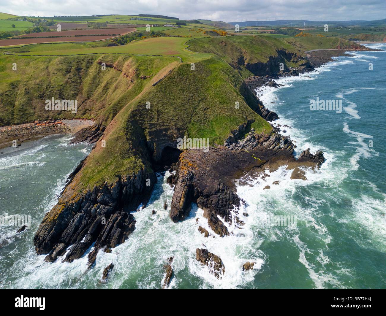 Aerial view of Siccar Point famous historical geological feature ...