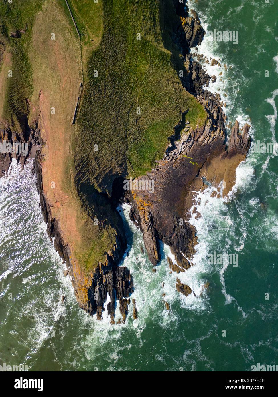 Aerial view of Siccar Point famous historical geological feature ...