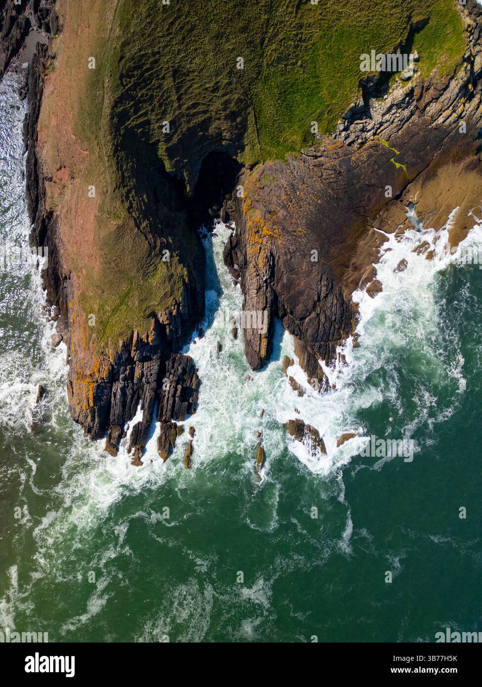 Aerial view of Siccar Point famous historical geological feature ...