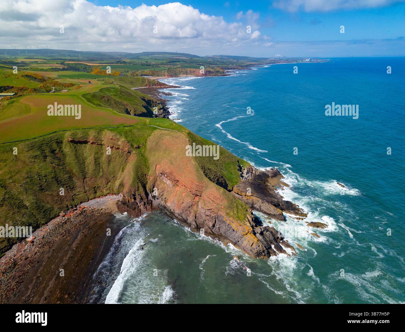 Aerial view of Siccar Point famous historical geological feature ...