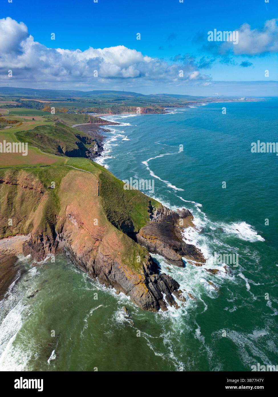 Aerial view of Siccar Point famous historical geological feature ...