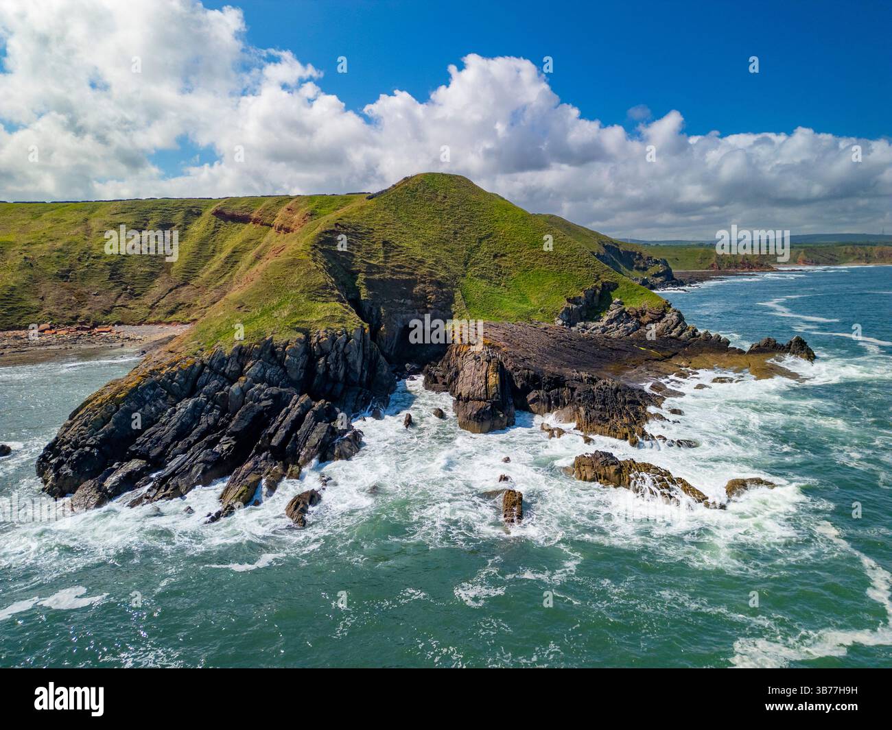Aerial view of Siccar Point famous historical geological feature ...