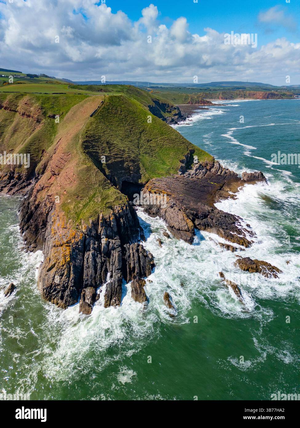 Aerial view of Siccar Point famous historical geological feature ...