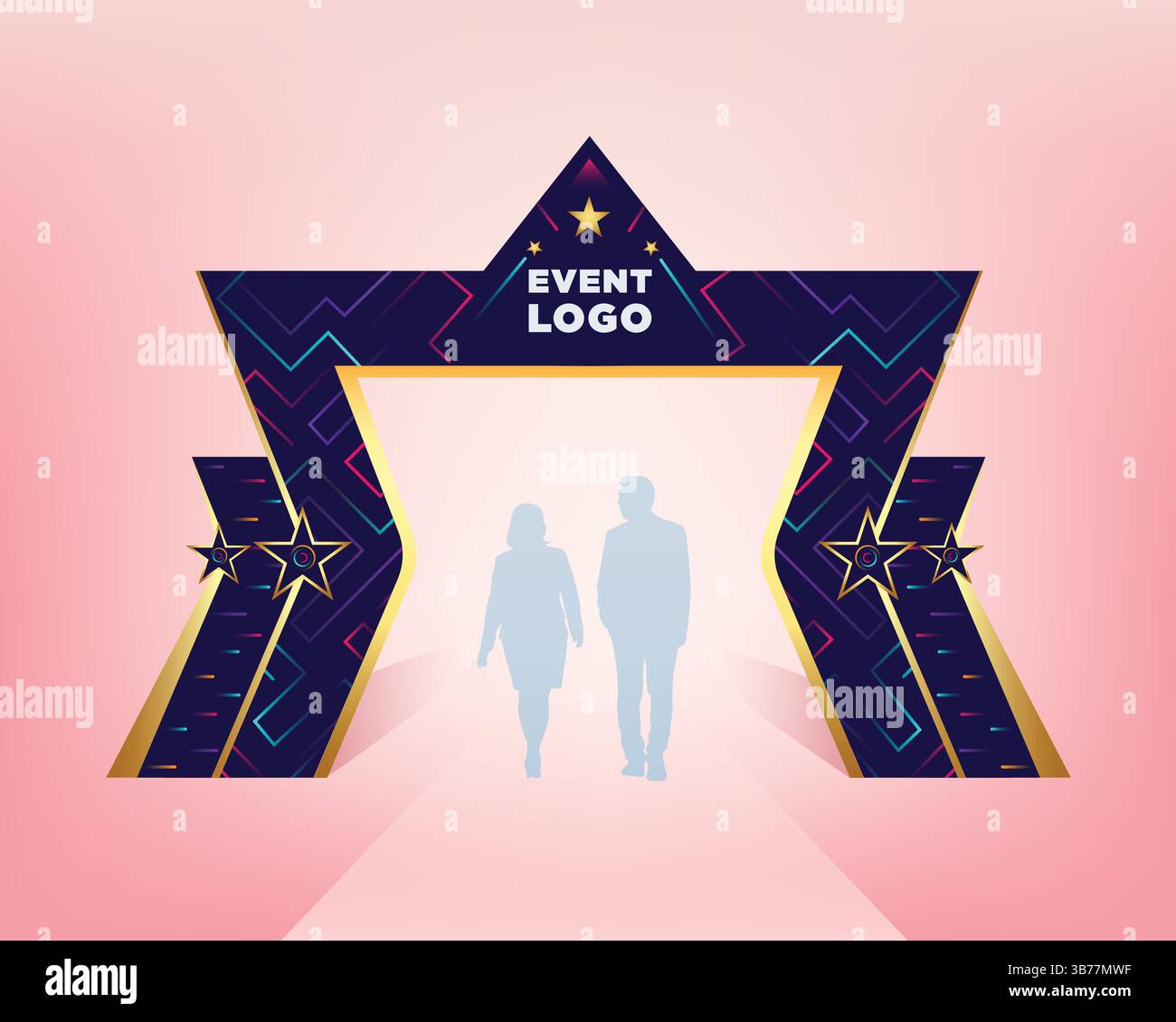 Event entrance of star model arch with abstract design. Vector editable ...