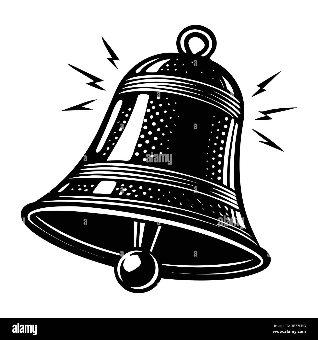 Vintage Black and White Bell Illustration Classic Ringing Bell Design ...