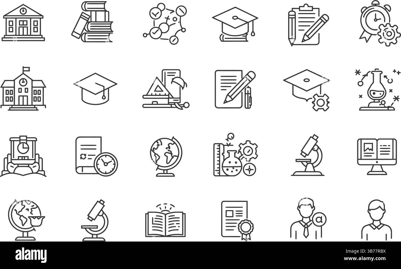 Academic Education Icons Set - Linear Style Collection Stock Vector ...