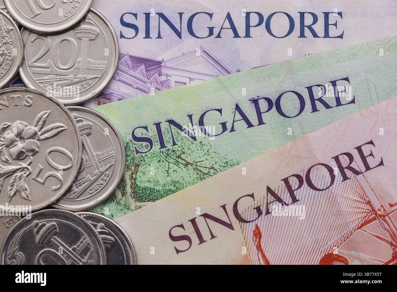 Detail of Singapore banknotes and coins, close-up Stock Photo - Alamy