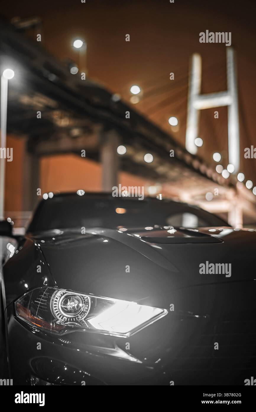 Cool Sports Car Headlight Image. Shooting Location: Yokohama City ...
