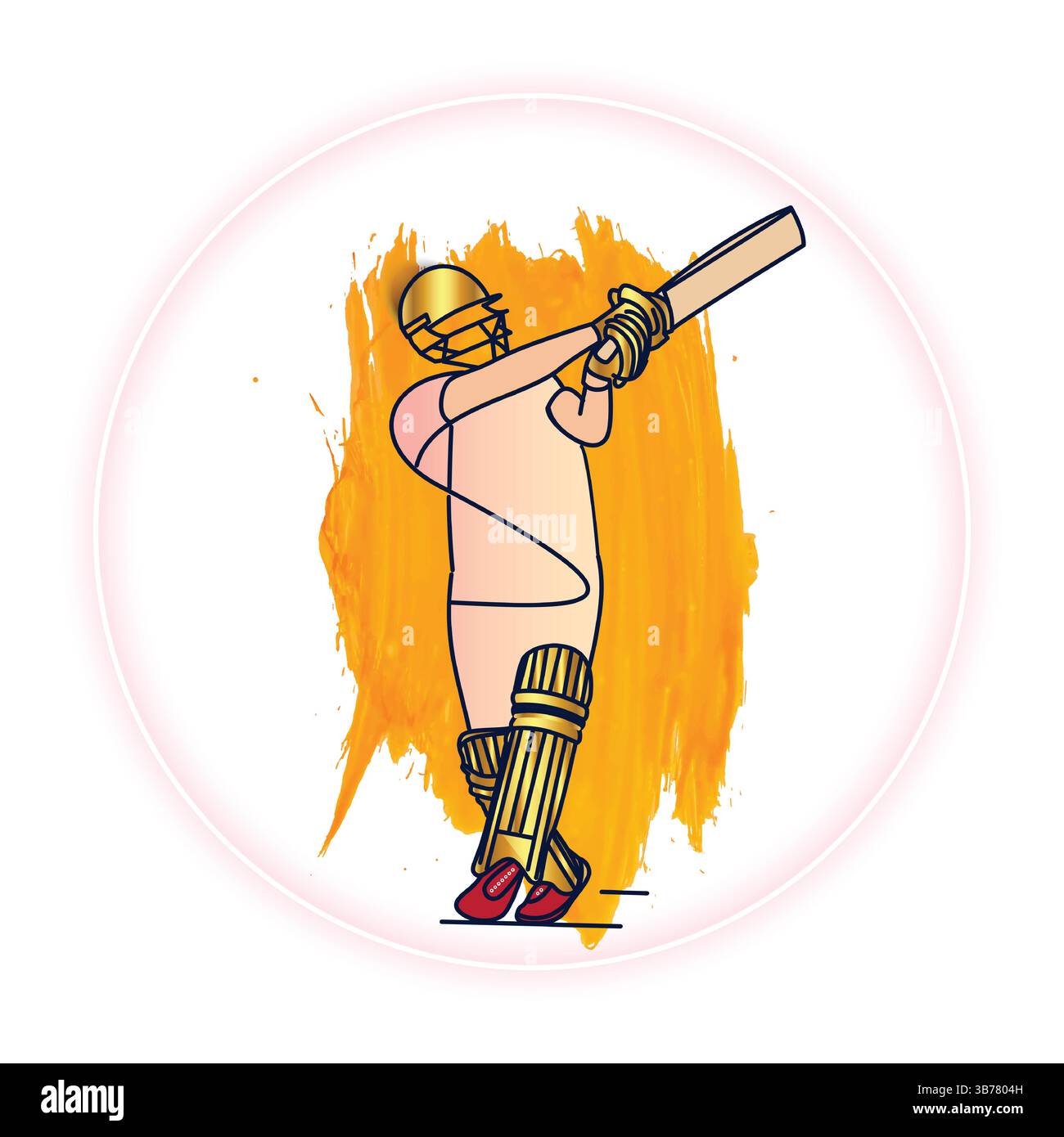 Cricket batter men playing shots with golden helmets and pads, white ...