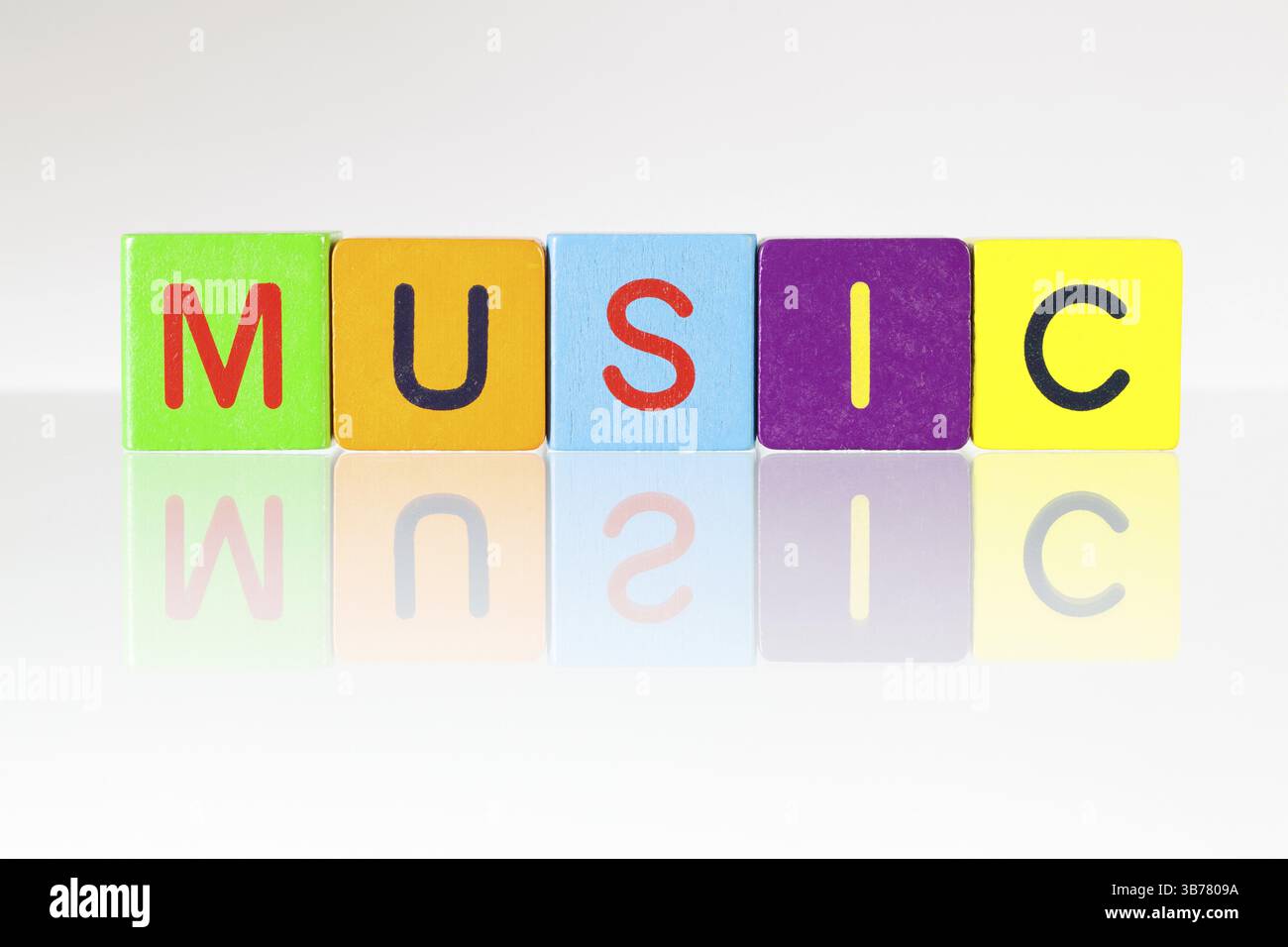 Music - an inscription from children's wooden blocks Stock Photo - Alamy
