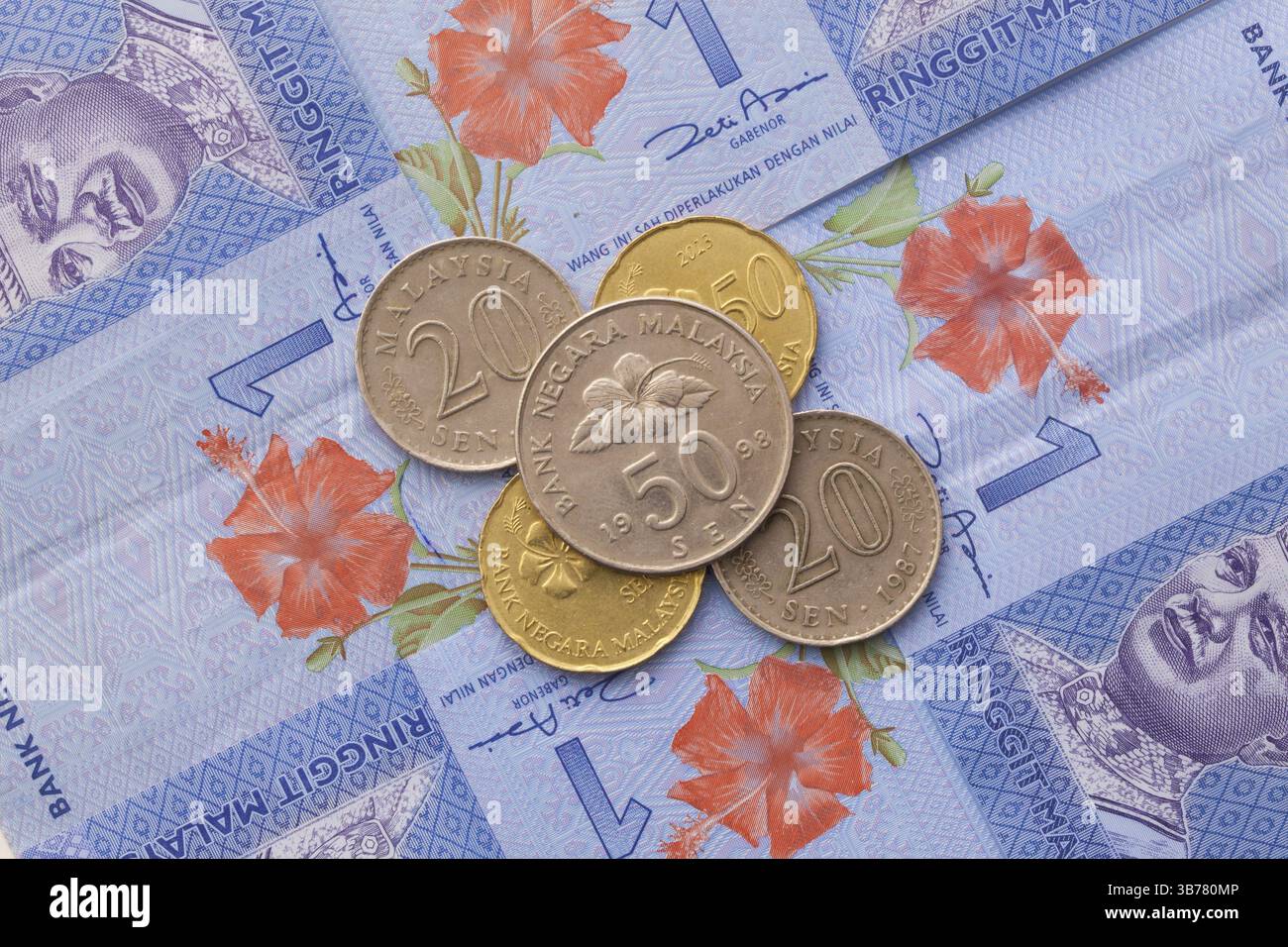 Different banknote and Coins of Ringgit of Malaysia Stock Photo - Alamy
