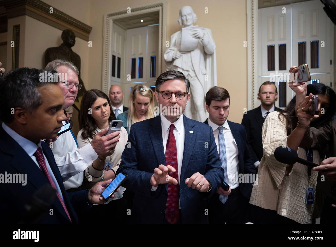 House Speaker Mike Johnson (R-La.) speaks with reporters at the U.S ...