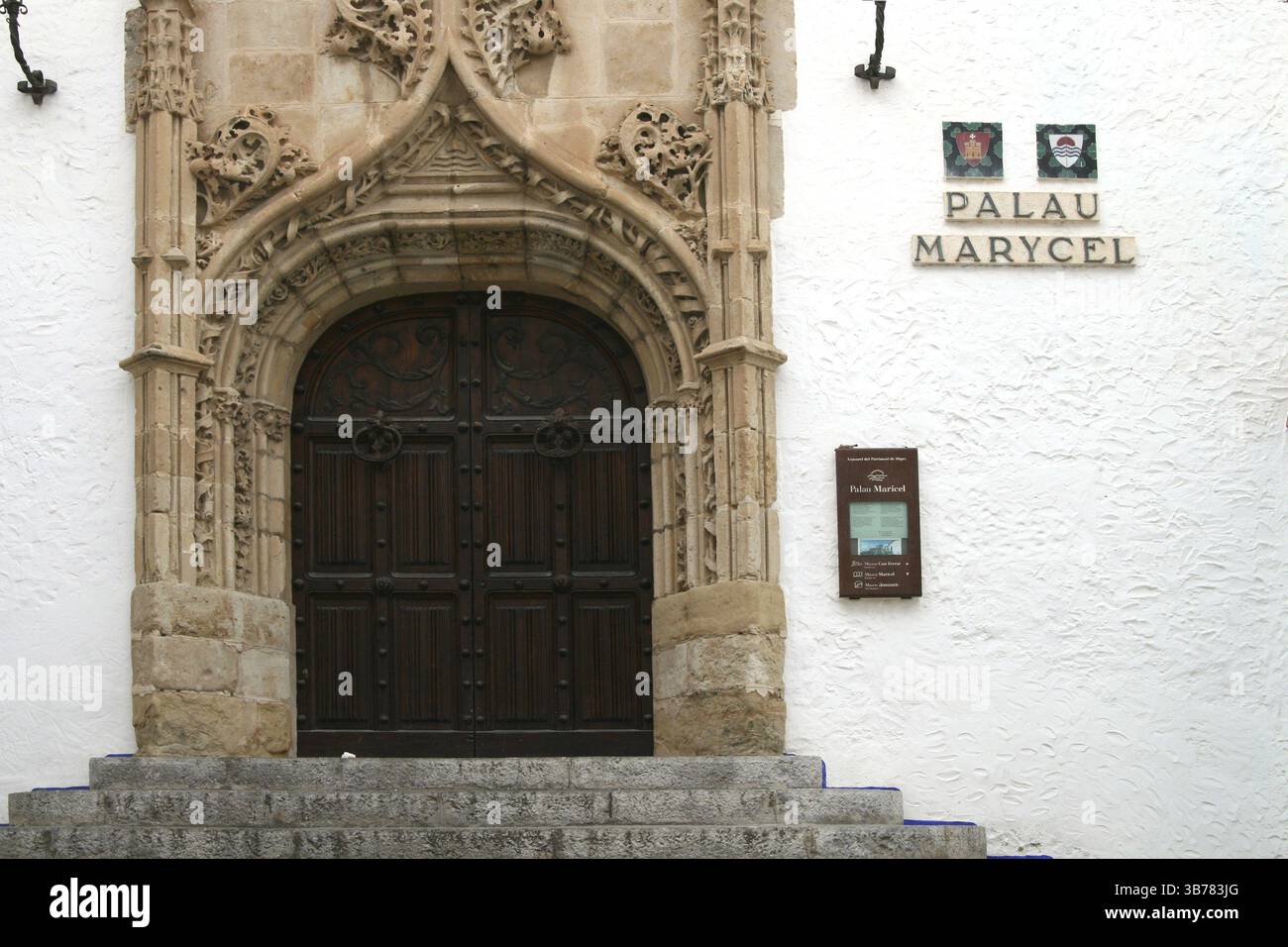 Entrance to the Palau de Maricel Museum in Sitges, with artefacts from ...