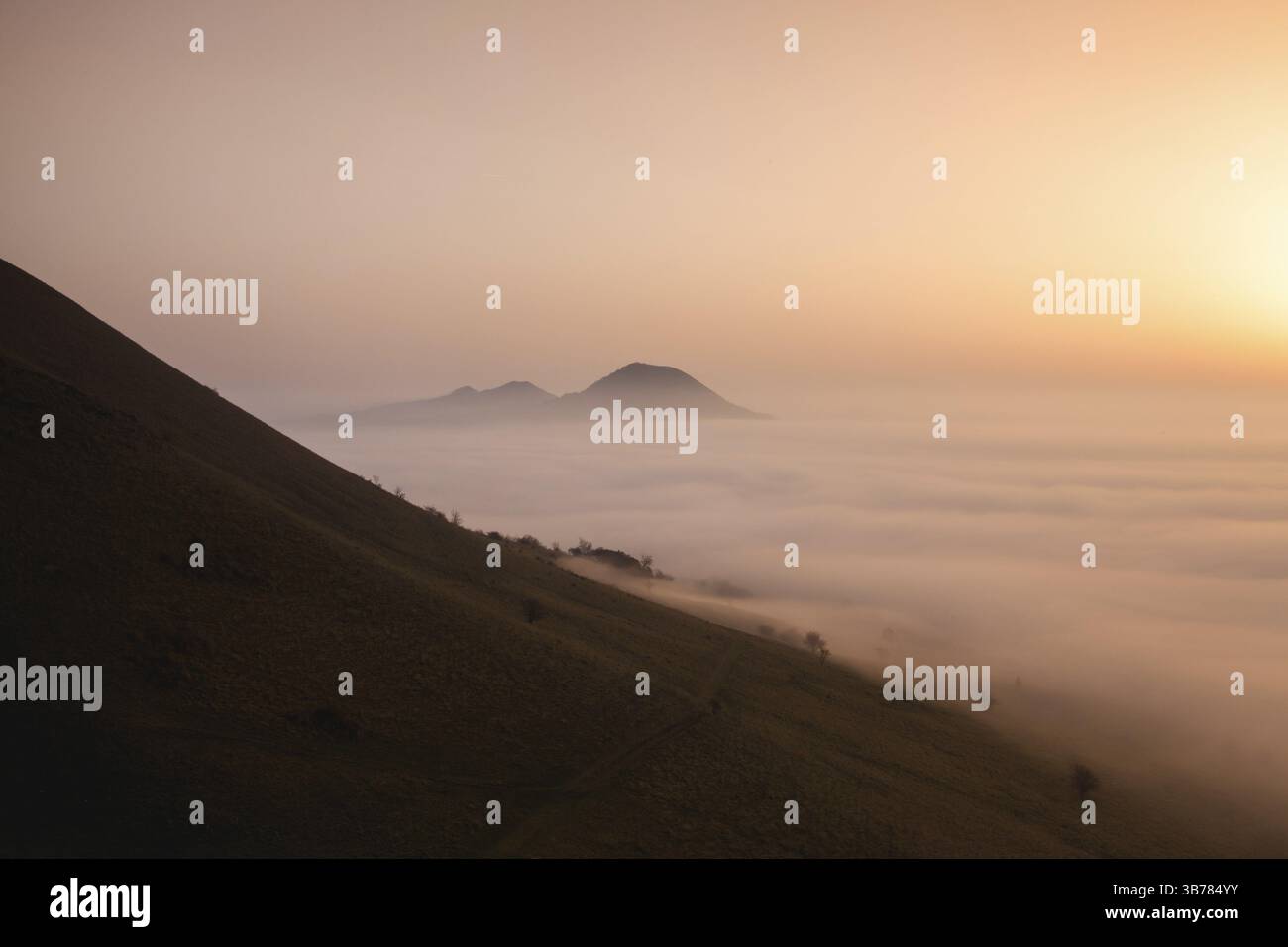 Islands in the sky. View from the top of Rana hill. Autumn scenery in ...